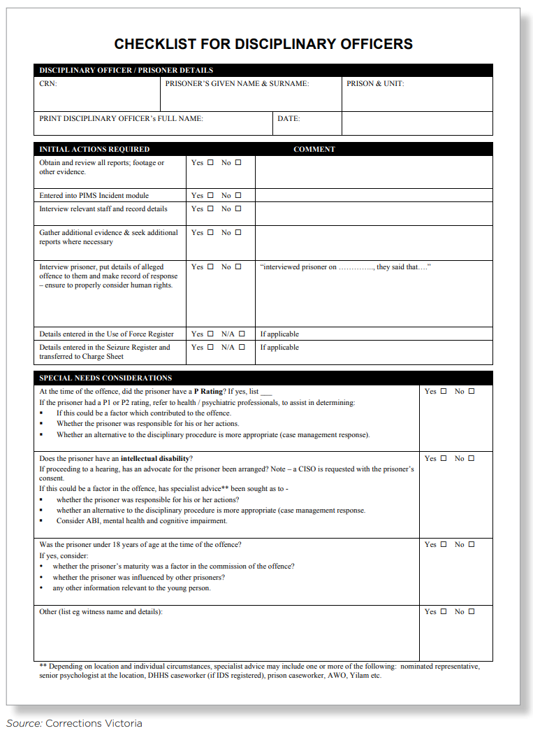 Investigation into good practice when conducting prison disciplinary ...