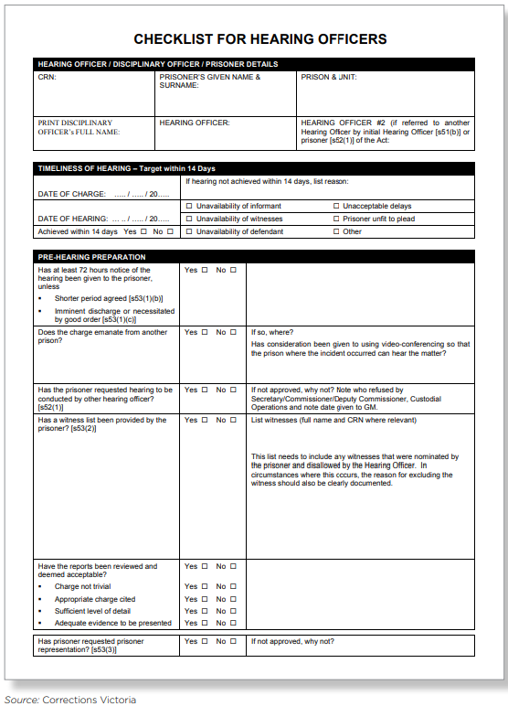 Investigation into good practice when conducting prison disciplinary ...